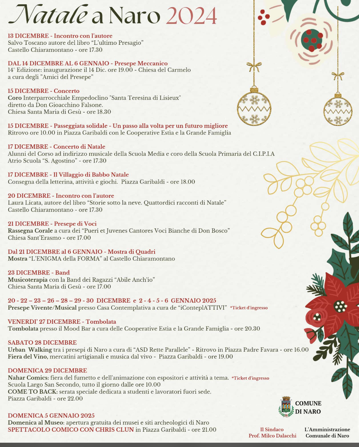 Canicatti Web Notizie -Natale a Naro 2024: un ricco calendario di ...